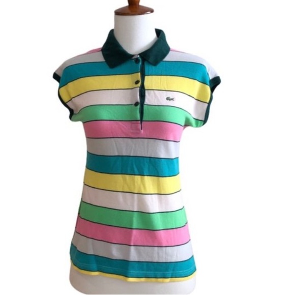 Lacoste | Tops | Lacoste Vintage Rainbow Classic Striped Polo | Poshmark